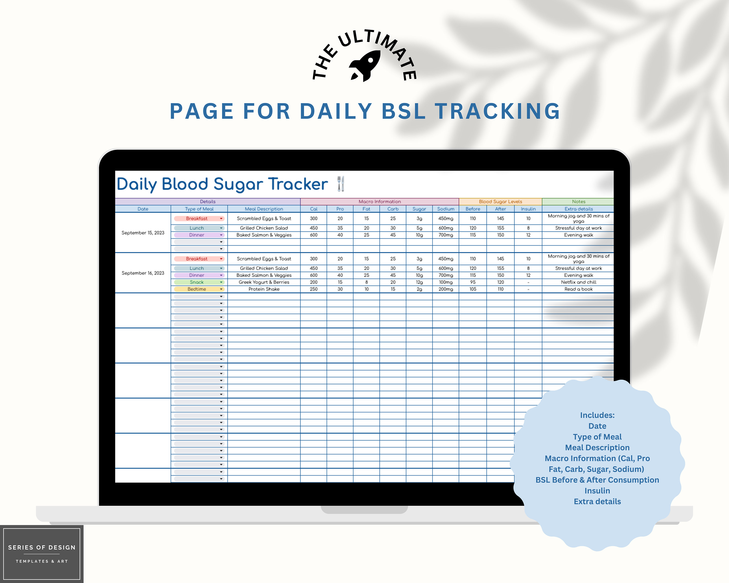 Blood Sugar Google Sheets & Excel Tracker Tool, Recipes, Food and ...
