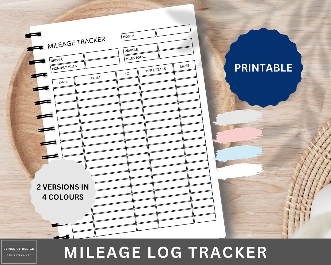Car Log Book Template - Mileage Tracker Printable - Monthly Miles ...