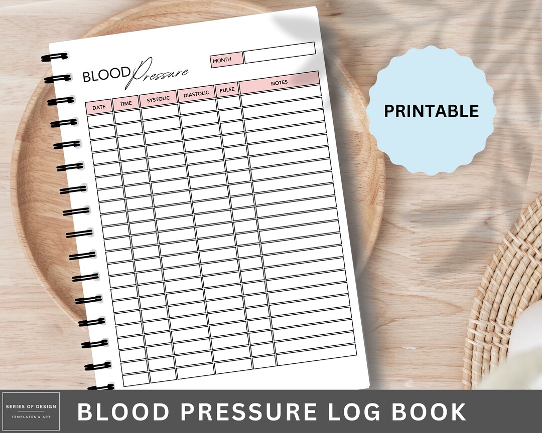 Blood Pressure Log Book Sheet - Printable Blood Pressure Tracker ...