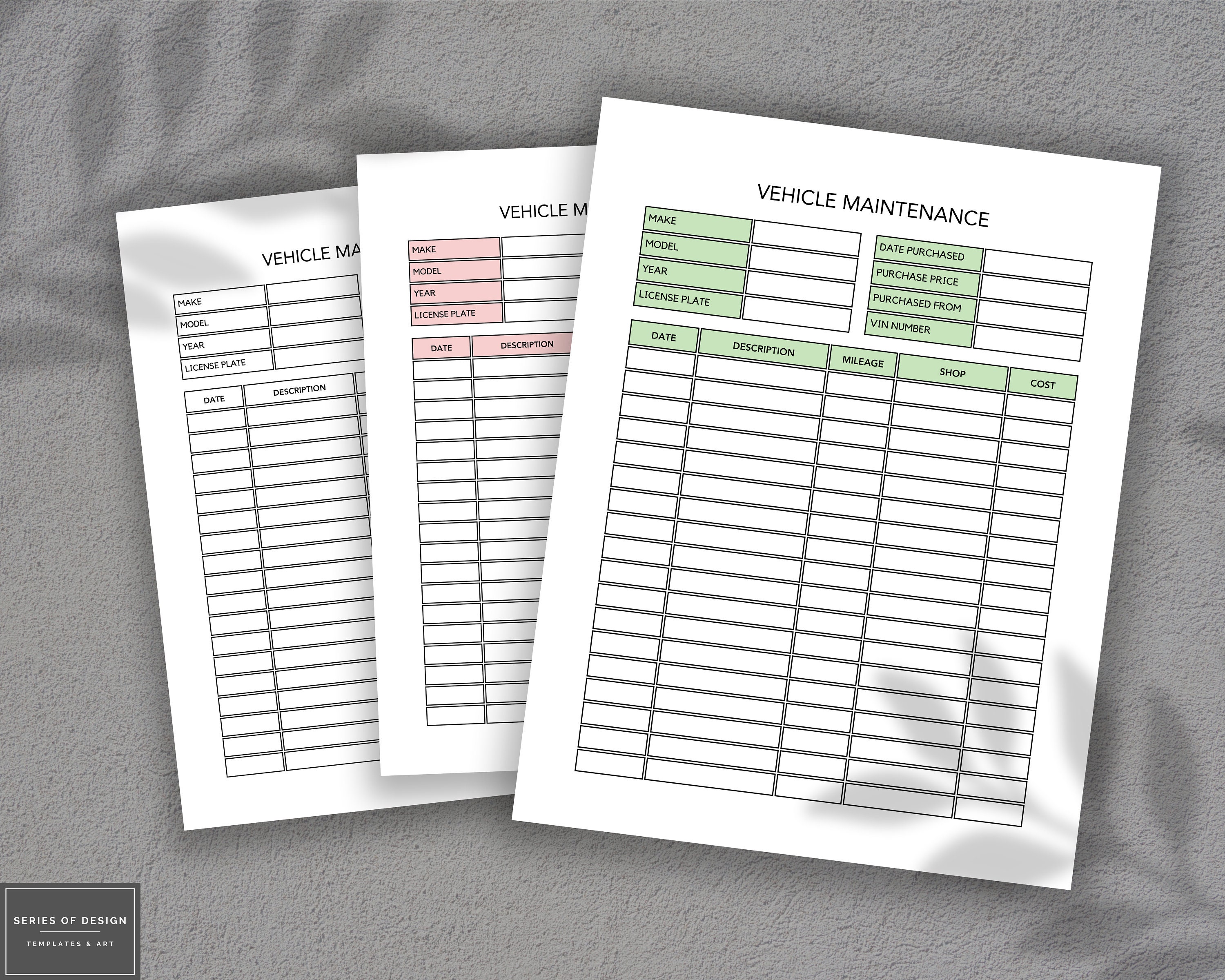 Vehicle Maintenance Log Book Sheet - Printable Vehicle Service Tracker ...