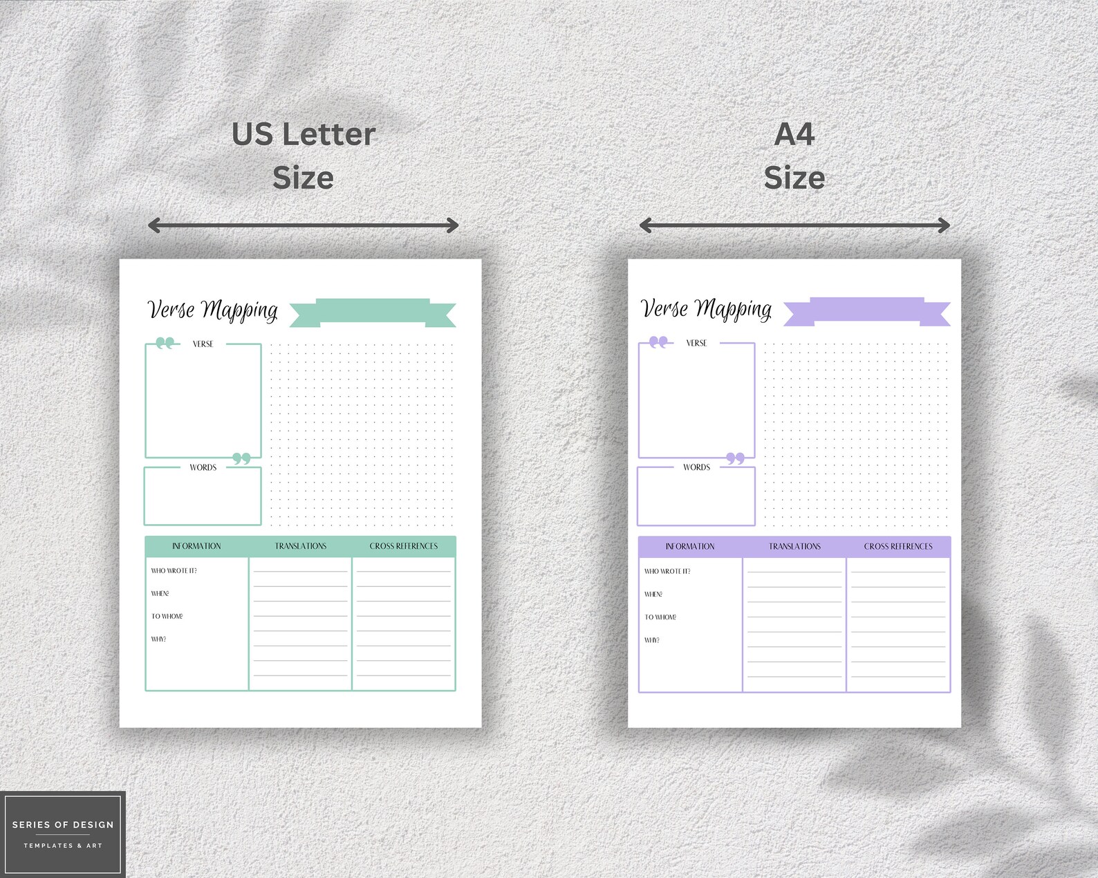 Printable Verse Mapping Template – Bible Study, 5 Colors (A4/US Letter ...