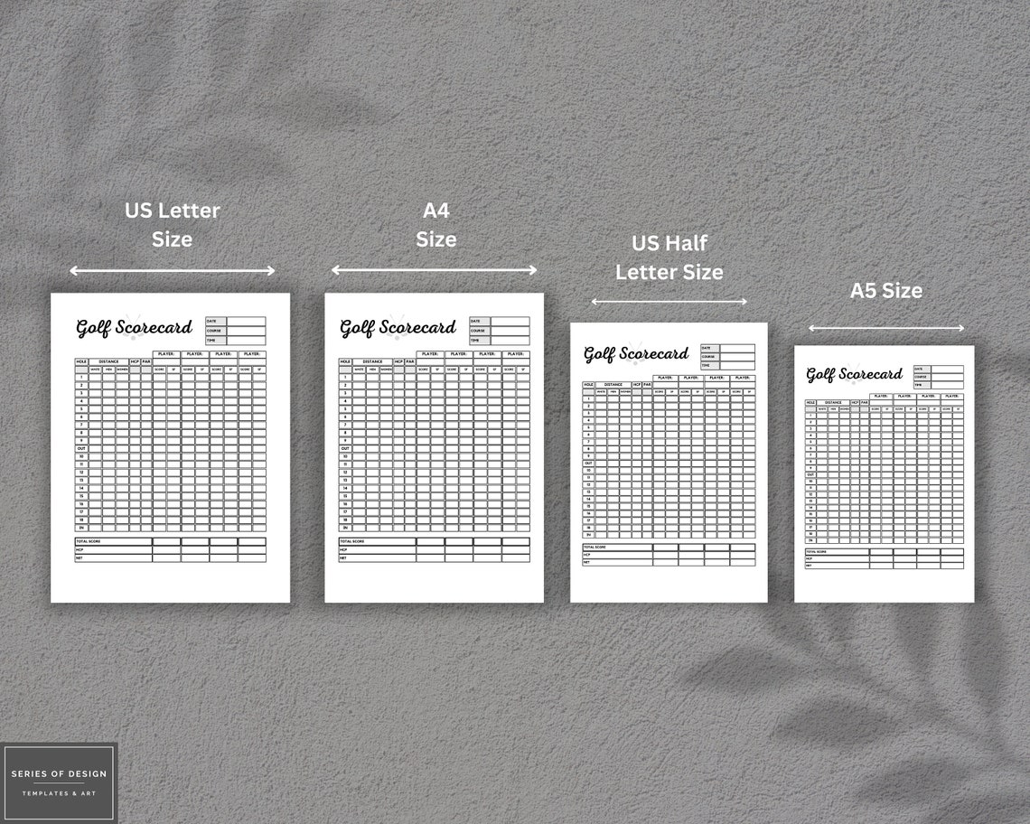 Golf Scorecard PDF - Printable Golf Score Sheets - 18 Holes - Multiple ...