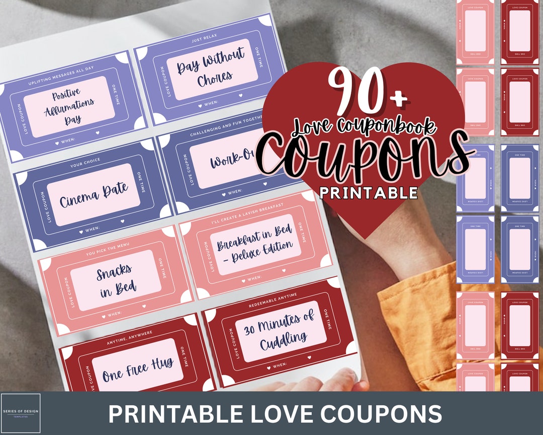 Valentine's Day Love Coupons, 90+ Printable, Romantic Gift (PDF/PNG) - Etsy
