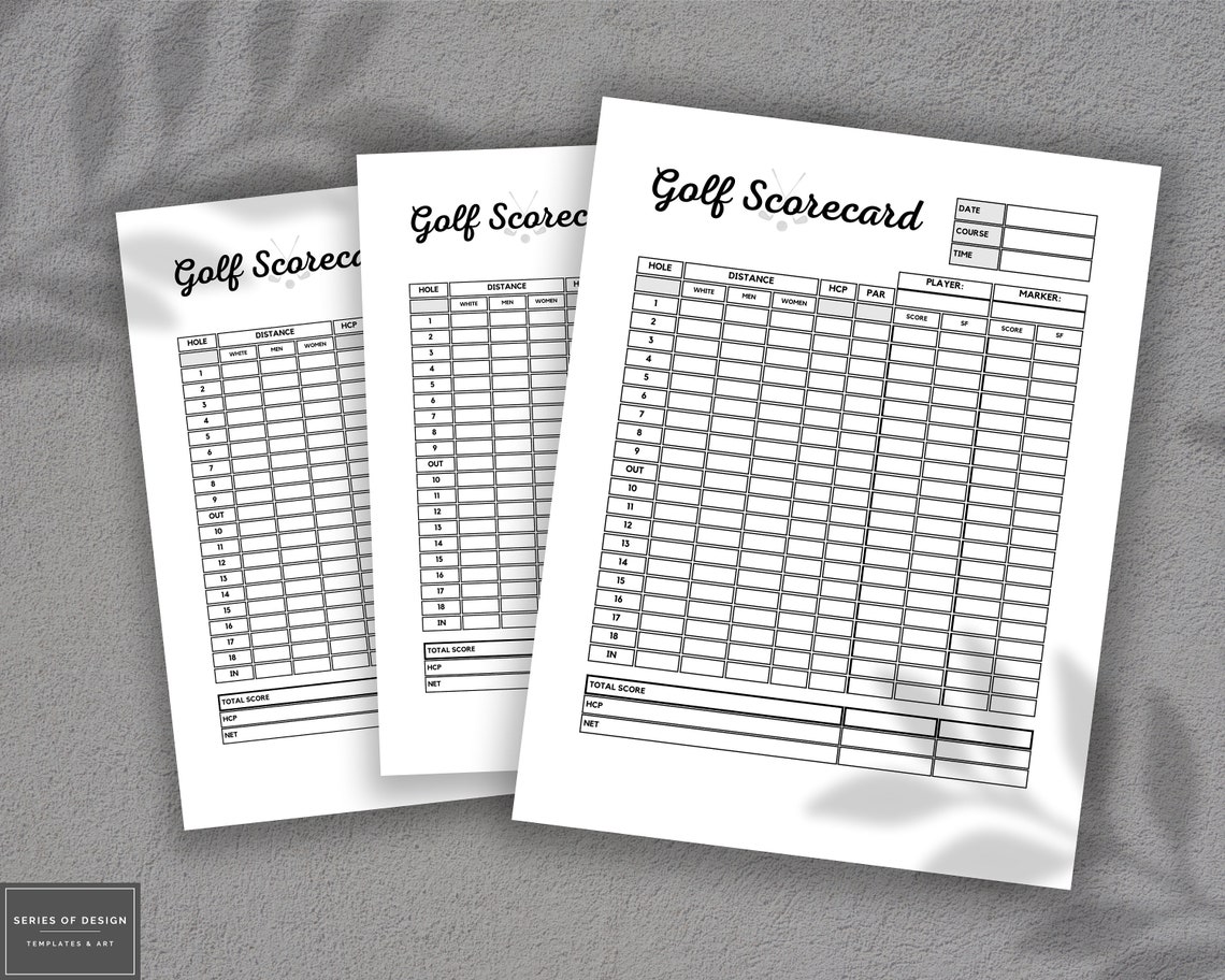Golf Scorecard - Printable Golf Score Sheets PDF - 18 Holes - Player ...