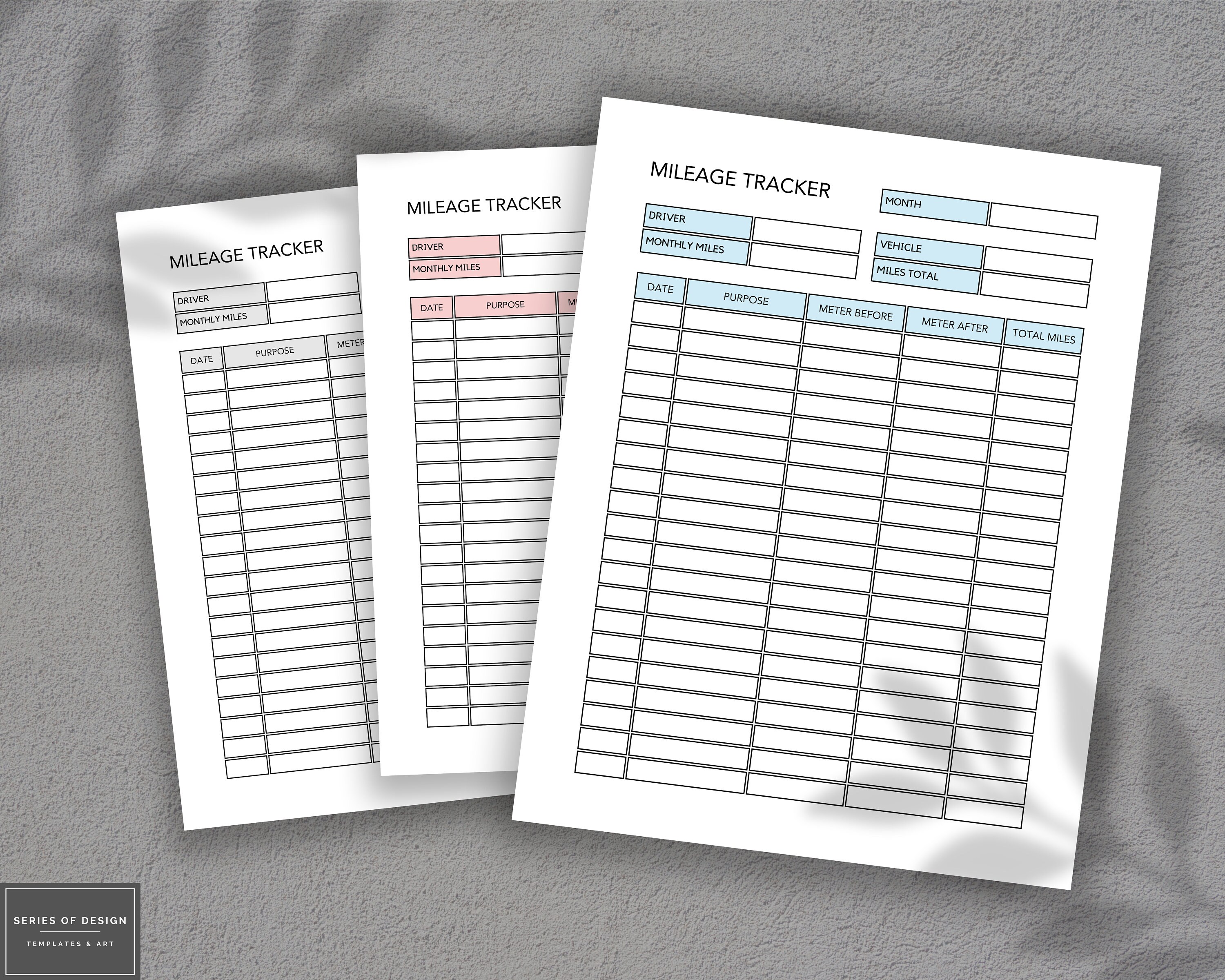 Car Log Book Template - Mileage Tracker Printable - Monthly Miles ...