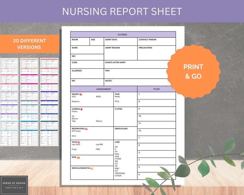 Nursing Report Sheet Printable Med Surg - Nurse Brain, ICU Report Sheet ...