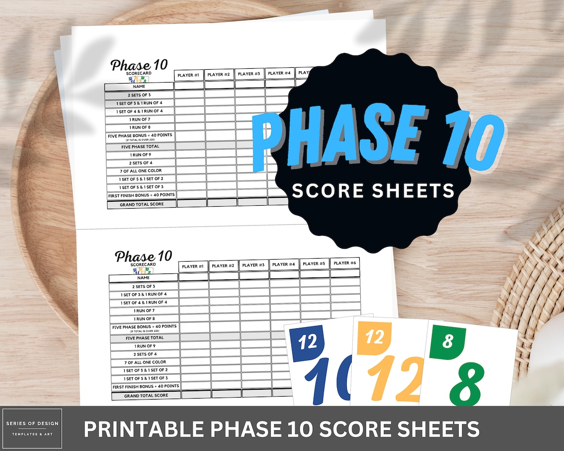Phase 10 Score Sheet - Printable Scorecard for Phase 10 Game - PDF - Etsy