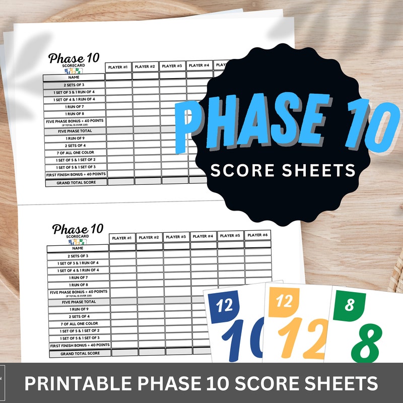 Phase 10 Score Sheet - Etsy