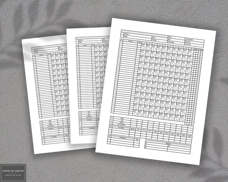 Baseball Scorebook Sheets - Keep Track of Every Play - Printable PDF - Etsy