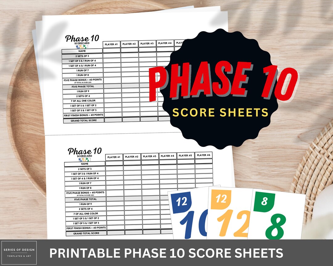 Phase 10 Score Sheet Printable Scorecard for Phase 10 Game - Etsy