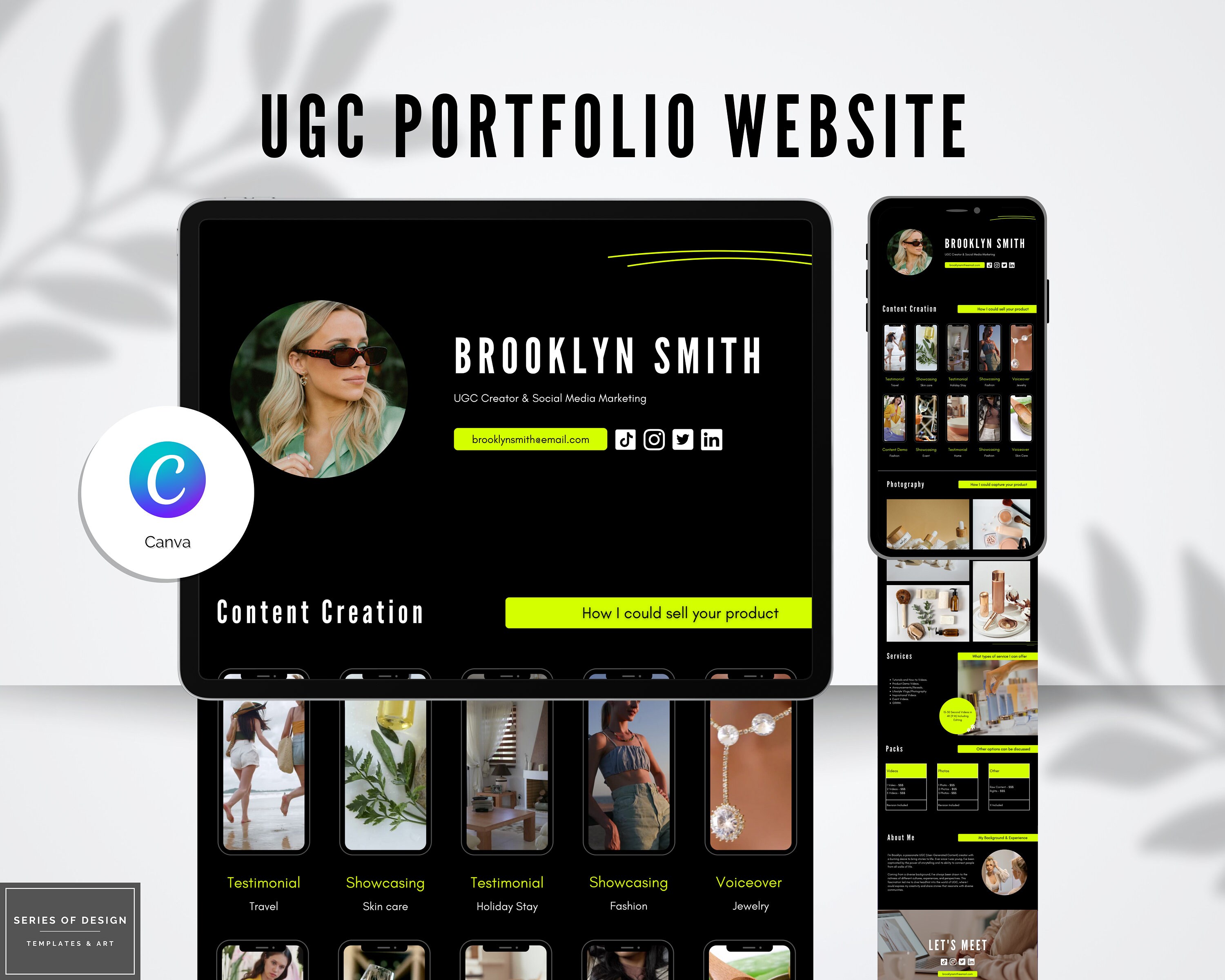 UGC Portfolio Template for UGC Creators - Editable Content Creator Website in Canva - Minimalist ...