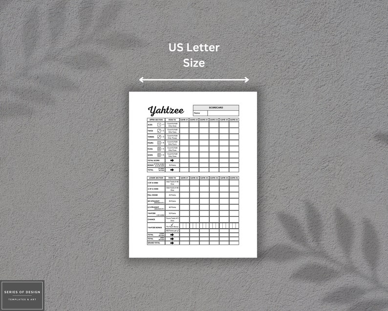 Yahtzee Score Sheets - Printable Yahtzee Score Cards - Yardzee Pad - Etsy