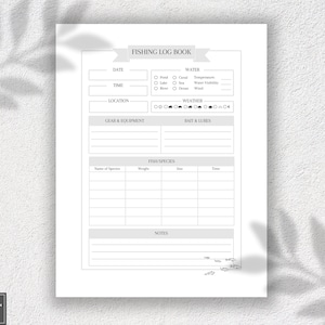 Fishing Log Book Printable - Fishing Journal for Anglers - Etsy