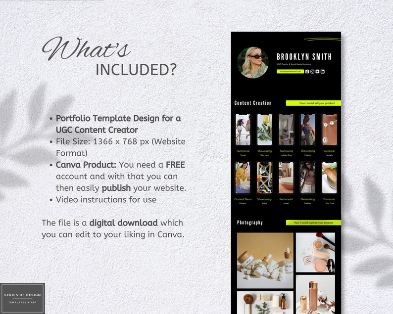 UGC Portfolio Template for UGC Creators - Editable Content Creator ...