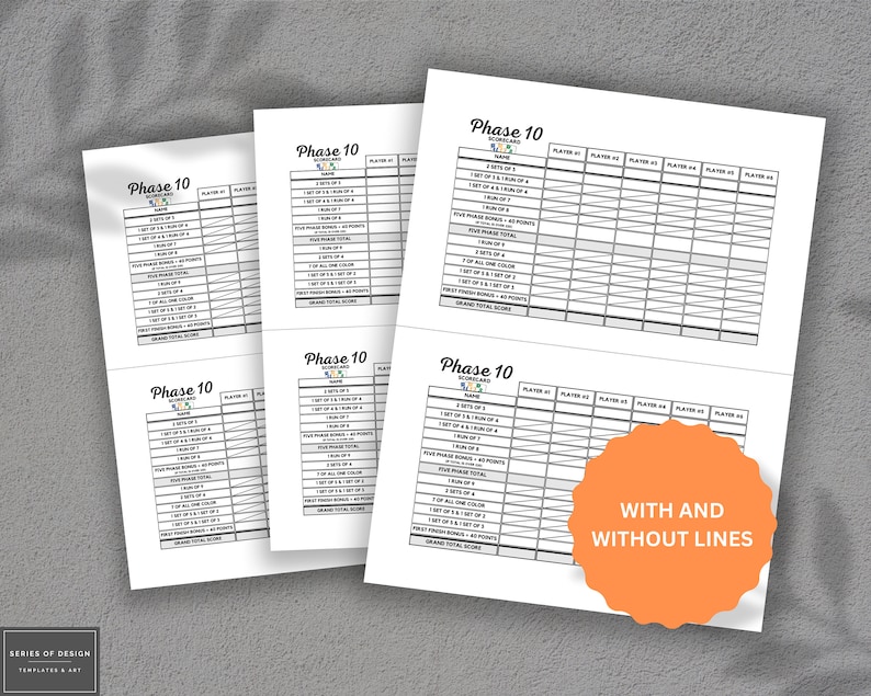 Phase 10 Score Sheet - Printable Scorecard for Phase 10 Game - PDF - Etsy