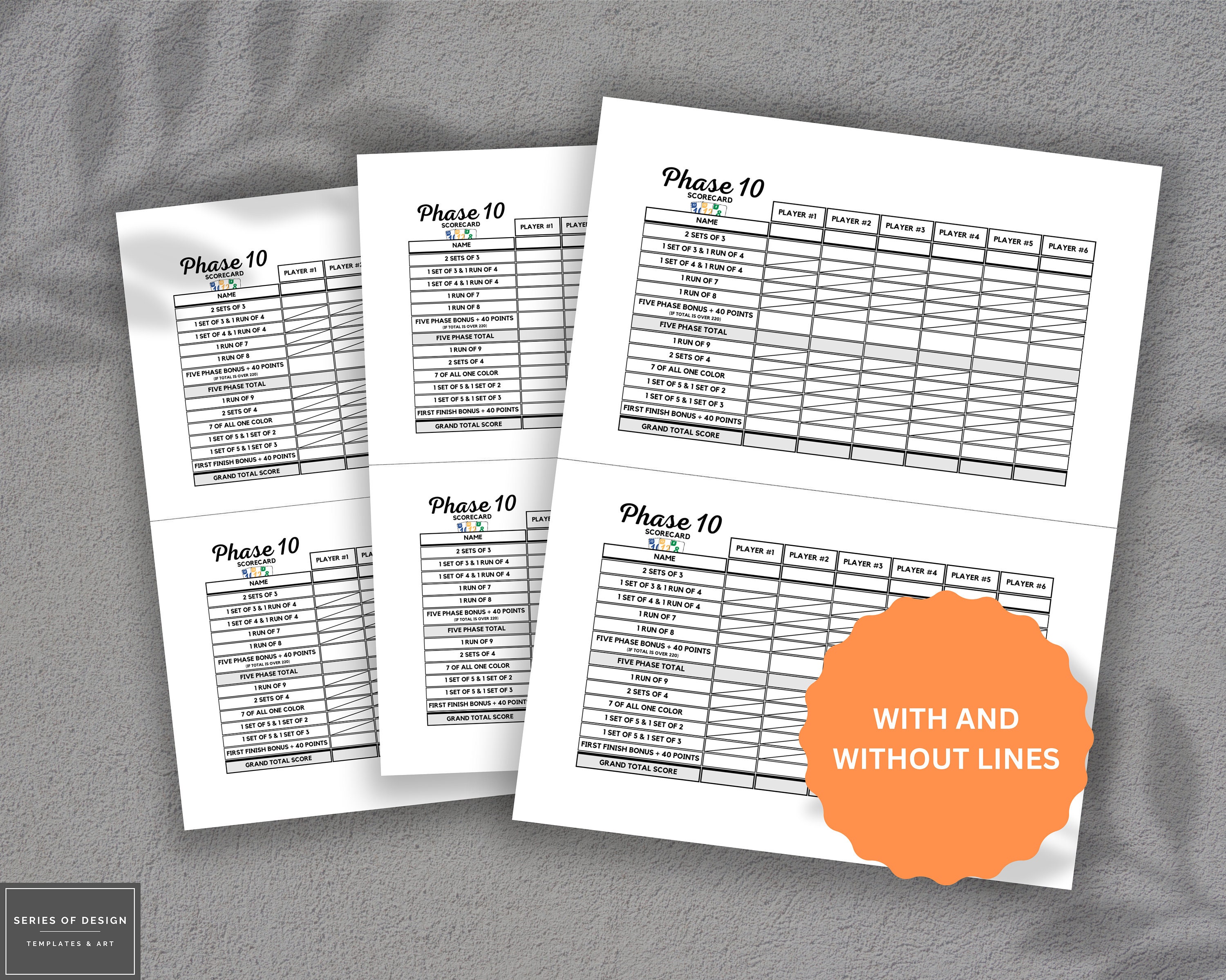 Phase 10 Score Sheet - Printable Scorecard for Phase 10 Game - PDF - Etsy