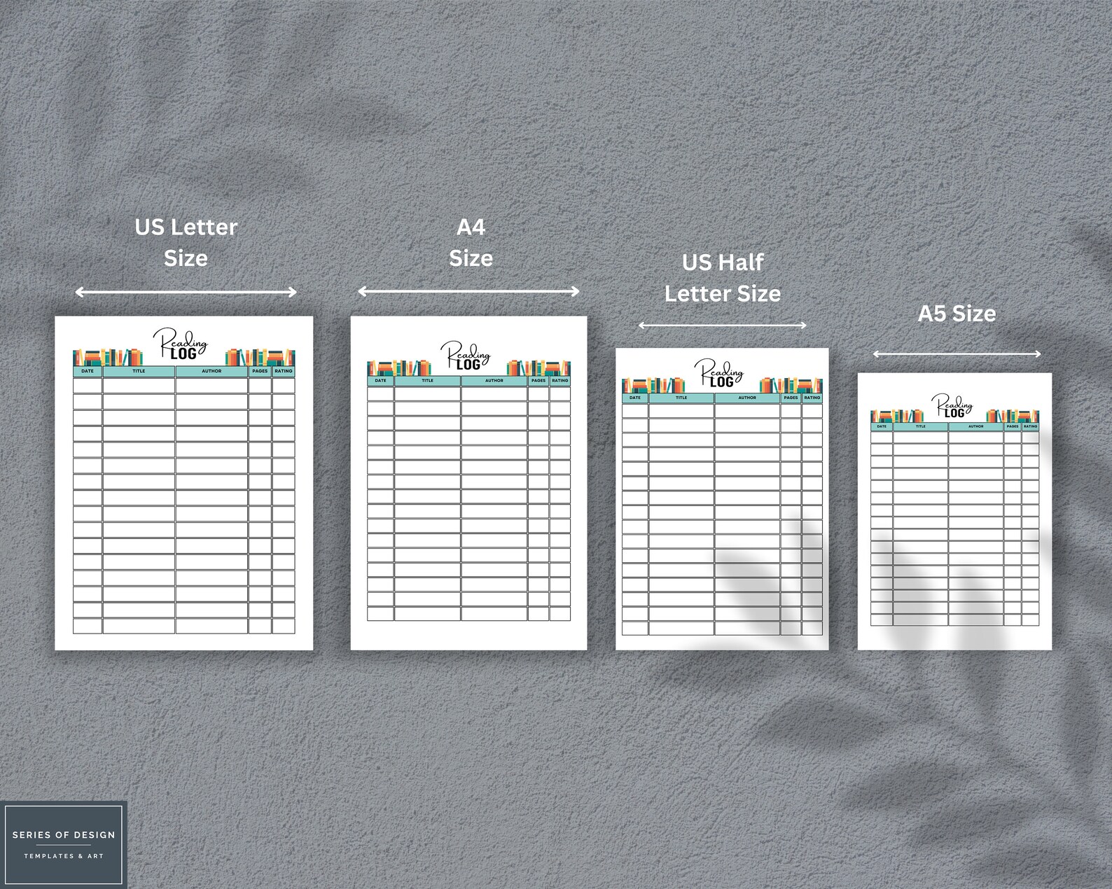 Ultimate Printable Reading Log Book Tracker US Letter, Half Letter, A4 ...