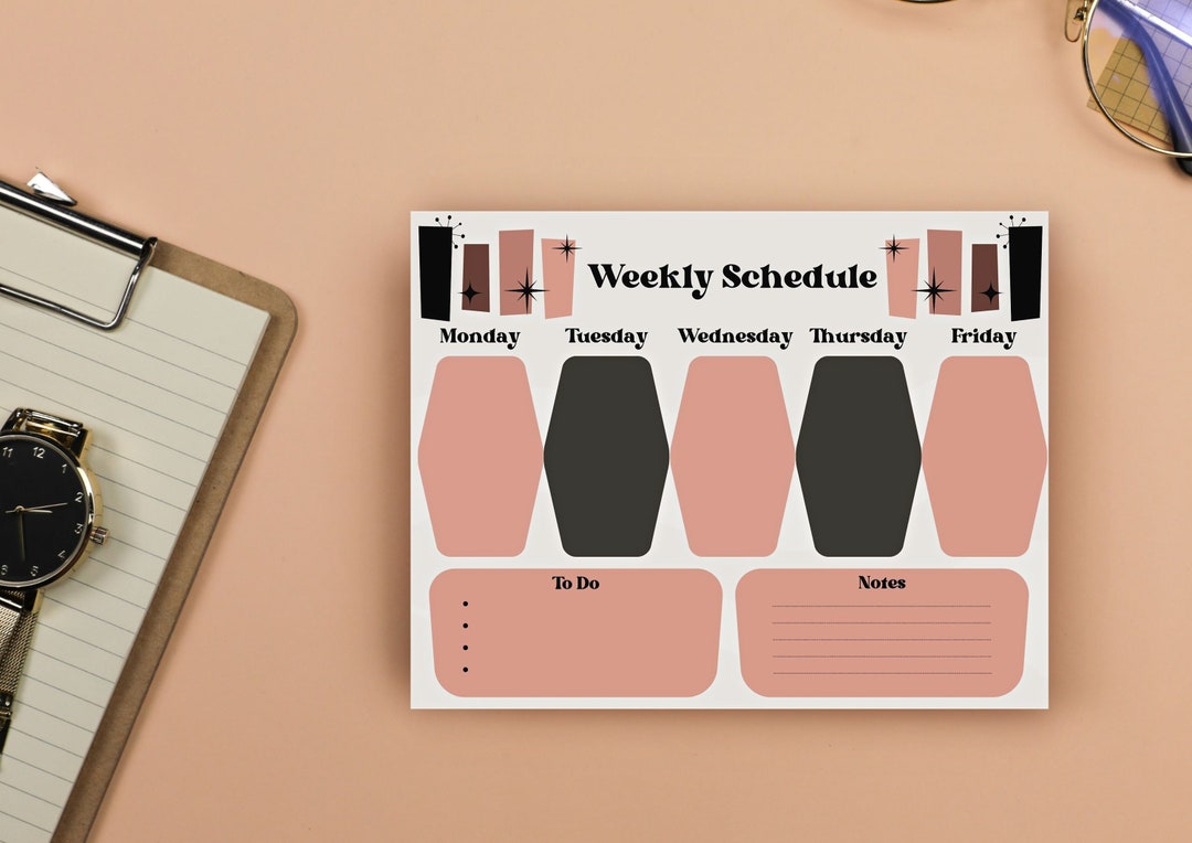 Pink Retro Weekly Schedule, Digital Download - Etsy