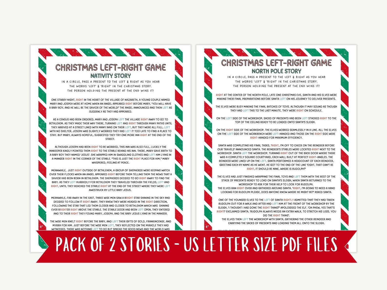 Left Right Christmas Game, Christmas Left Right Game, Left Right Poem ...