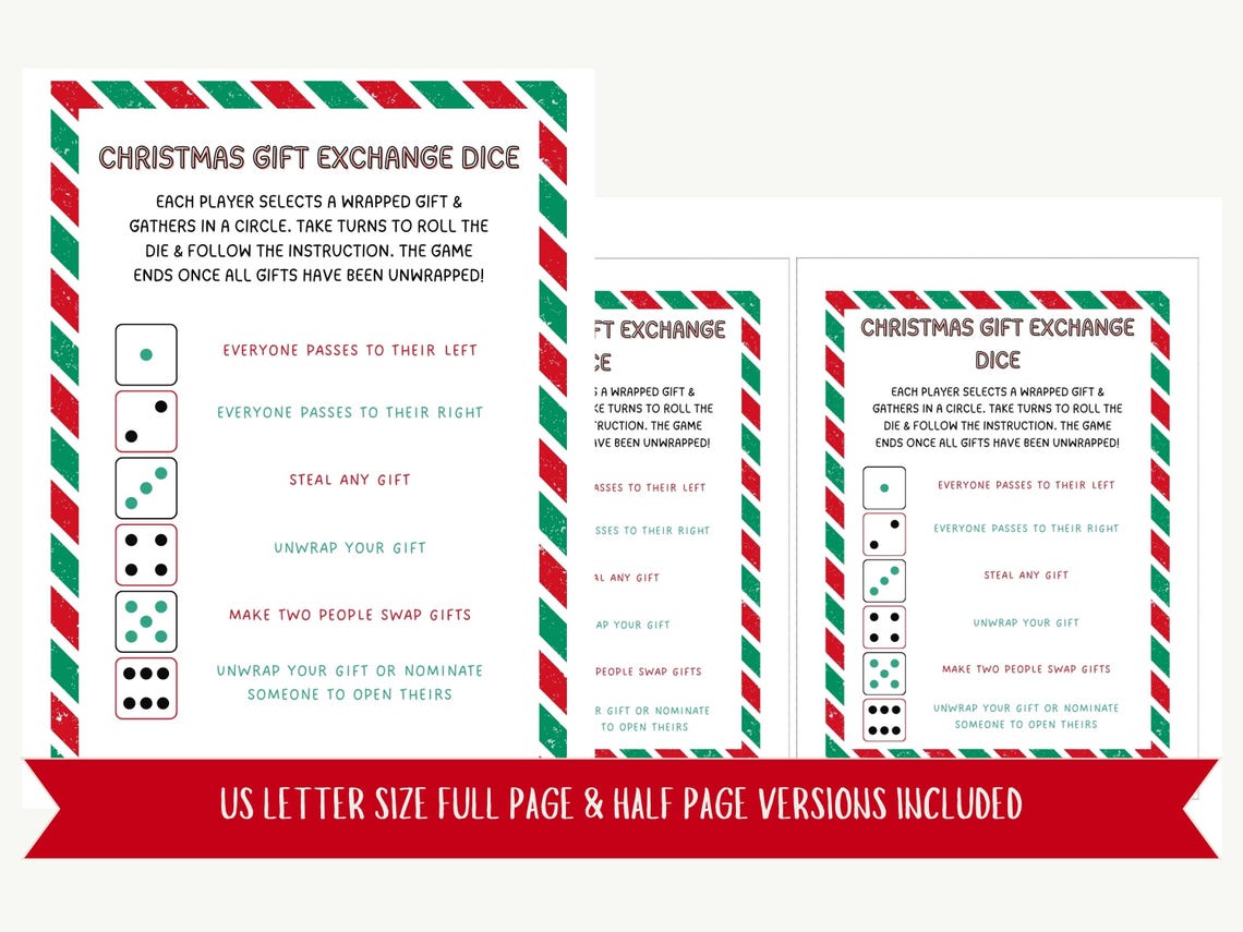 Christmas Gift Exchange Dice Game Christmas Dice Game Christmas Gift ...