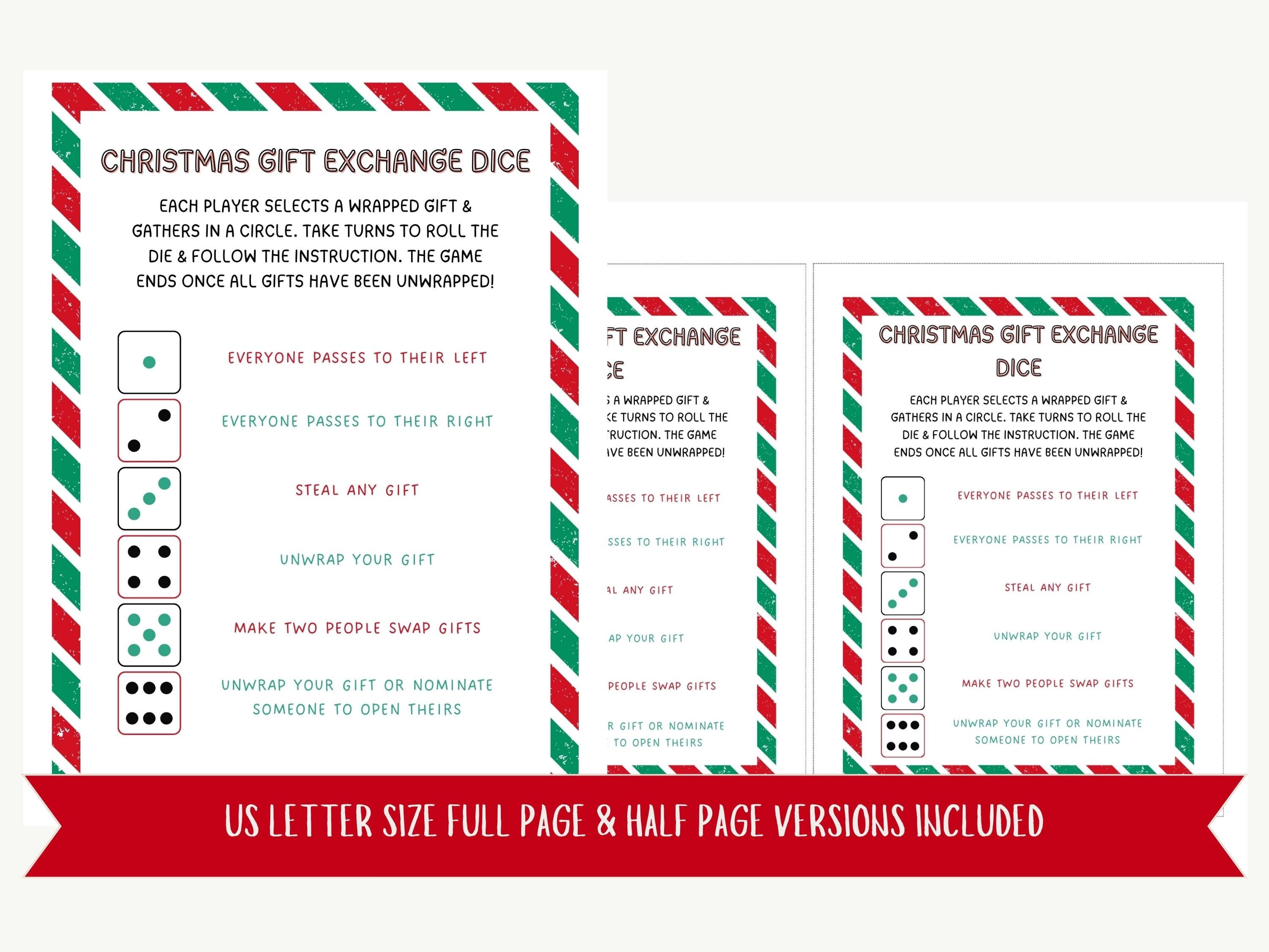 Christmas Gift Exchange Dice Game Christmas Dice Game Christmas Gift ...