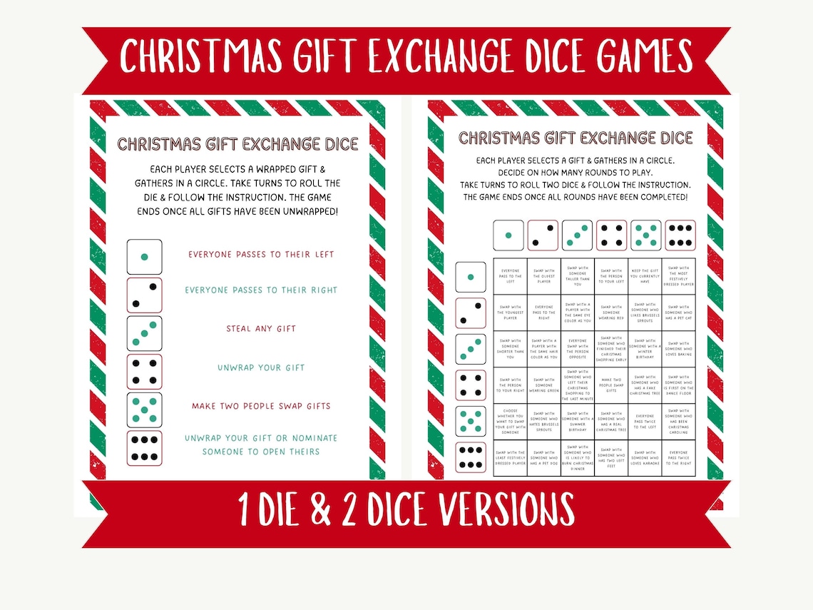 Christmas Gift Exchange Dice Game Christmas Dice Game Christmas Gift ...