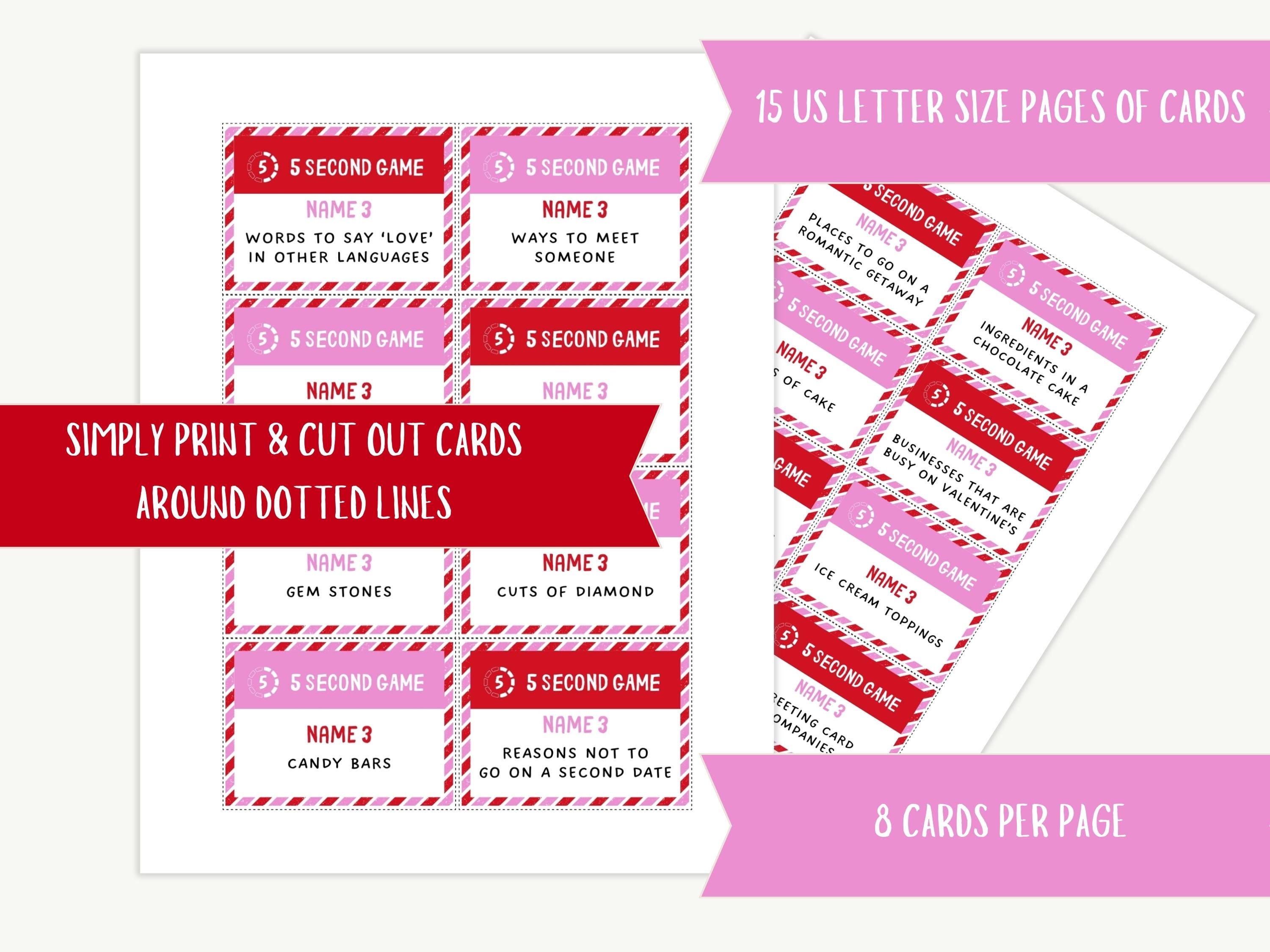 Valentine Game Valentine 5 Second Game Galentine Game Printable ...