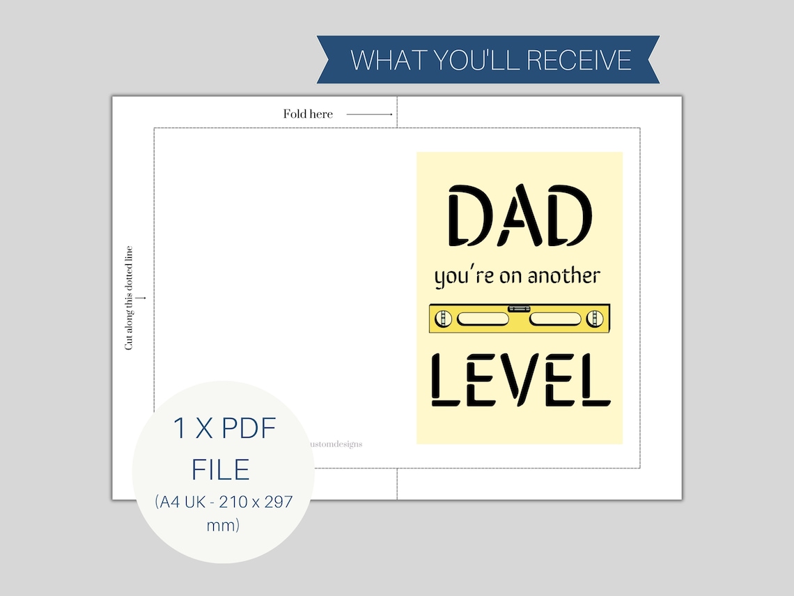Funny Spirit-level Pun Father's Day Card Dad You're on Another Level ...