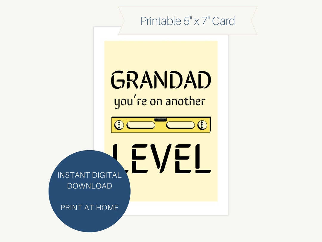 Funny Spirit-level Pun Father's Day Card Grandad You're on Another ...