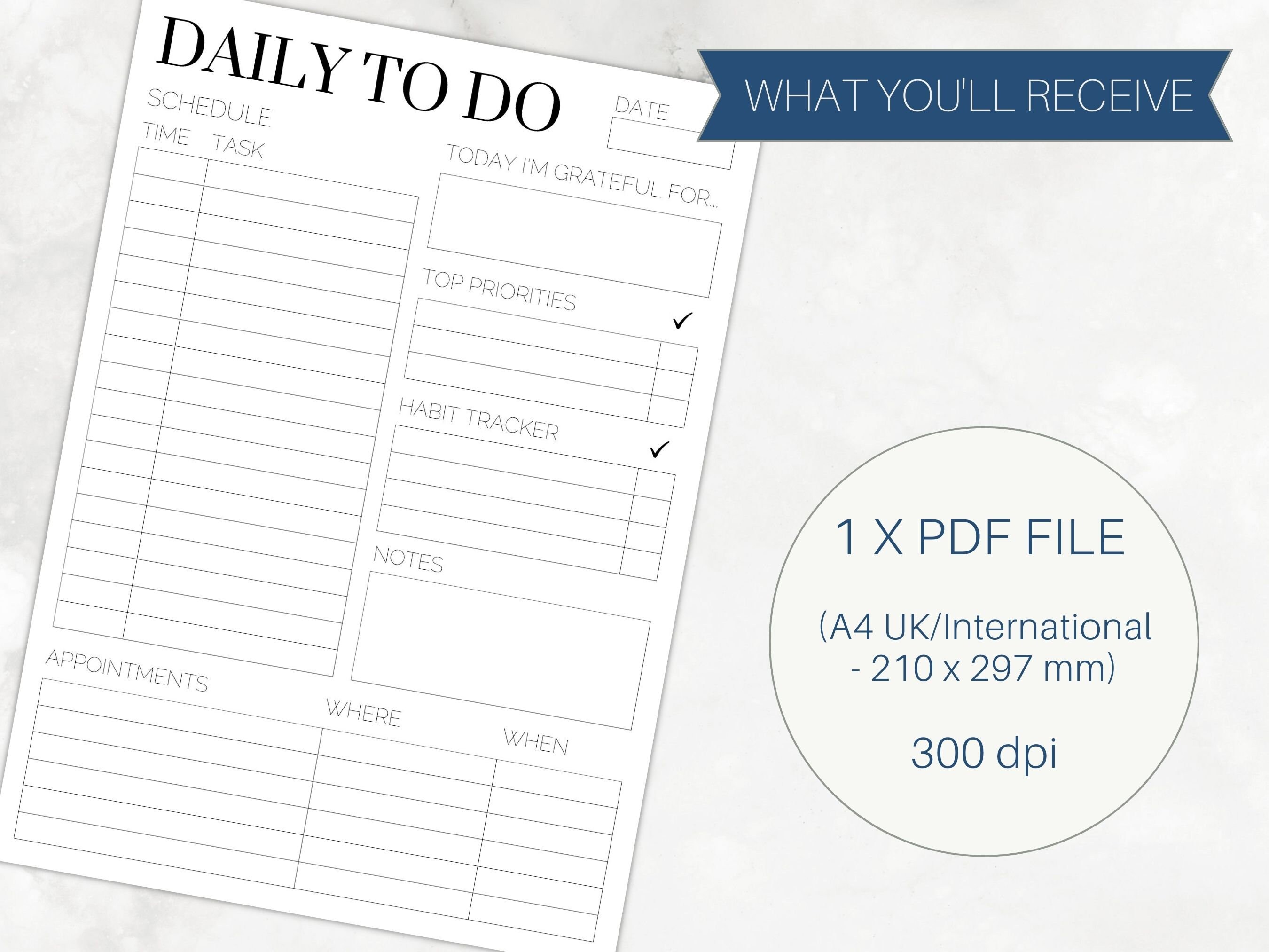 Printable Minimalist A4 to Do List, Digital to Do List Template ...