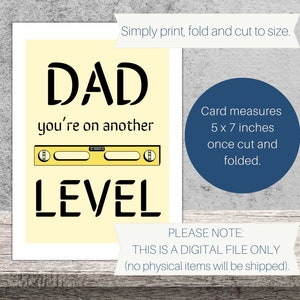 Funny Spirit-level Pun Father's Day Card Dad You're on Another Level ...