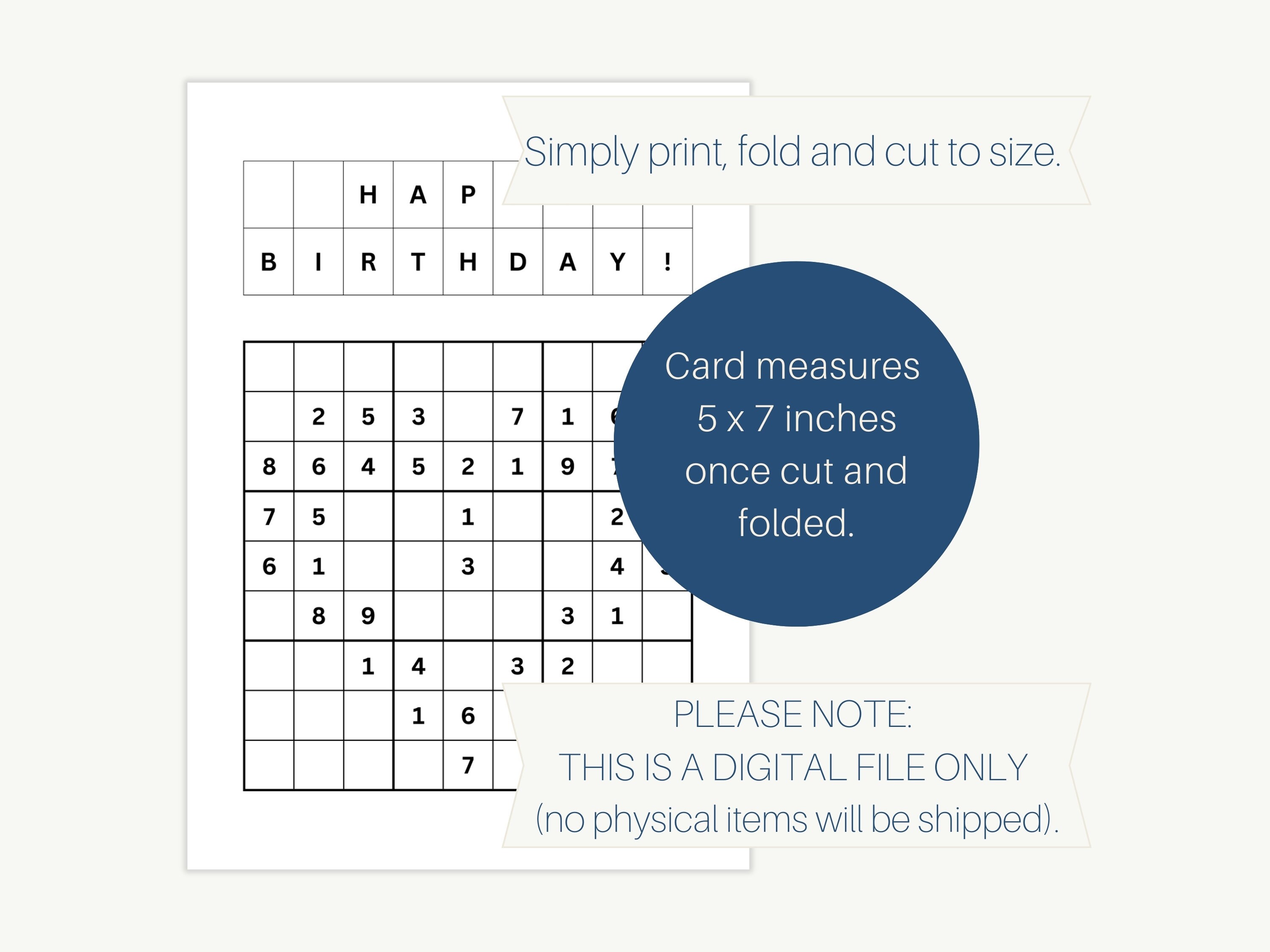 Sudoku Birthday Card Dad Joke Sudoku Puzzle Funny Printable Card ...