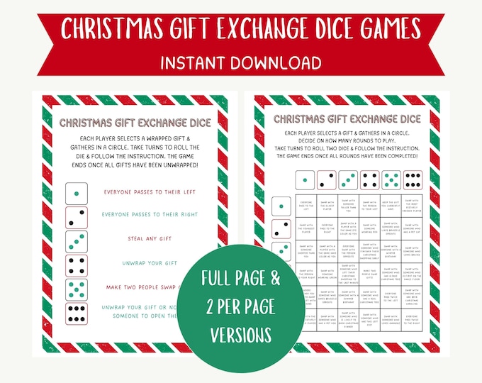 Christmas Gift Exchange Dice Game Christmas Dice Game Christmas Gift ...