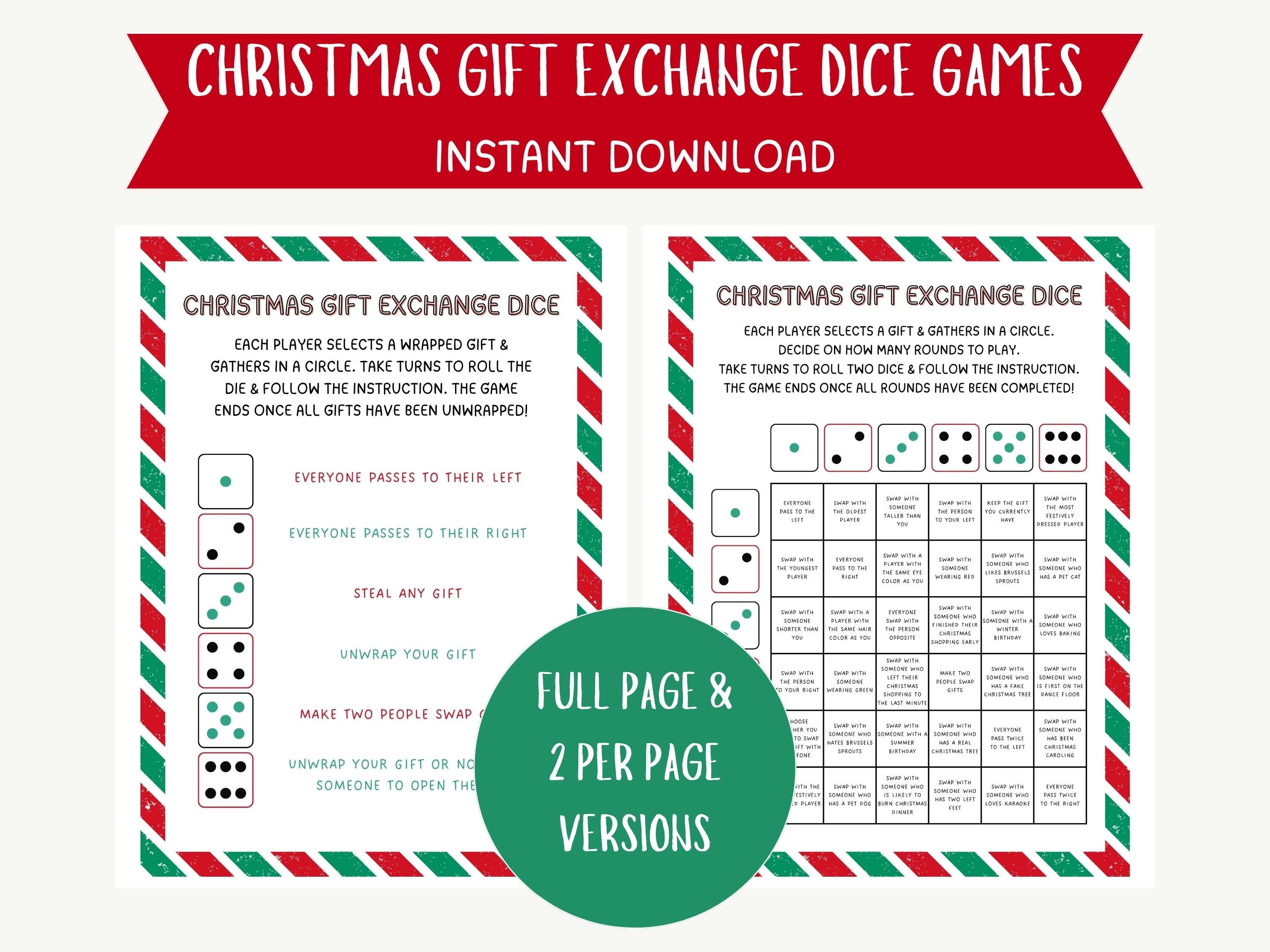 Christmas Gift Exchange Dice Game Christmas Dice Game Christmas Gift ...