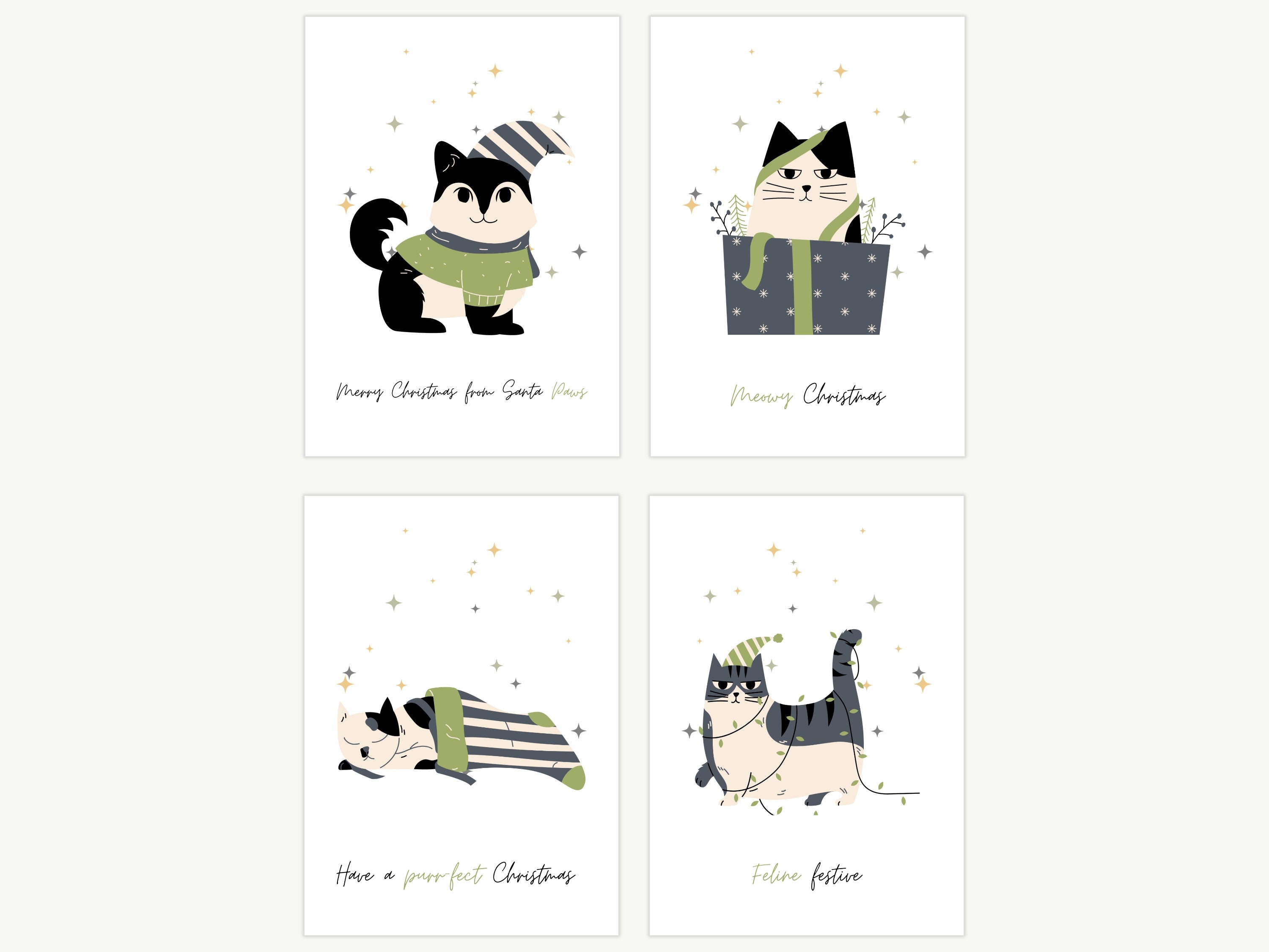 Christmas Card Multipack, Funny Animal Christmas Greeting Cards Pack of ...