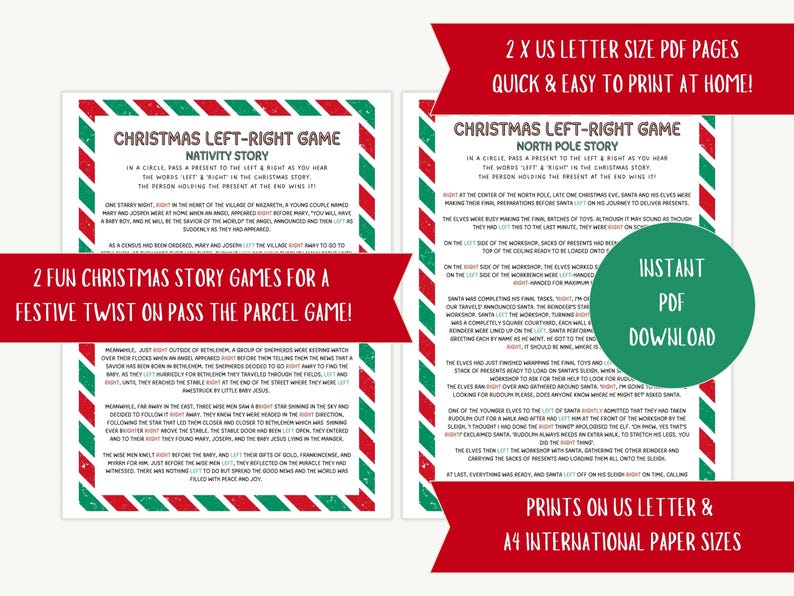Left Right Christmas Game, Christmas Left Right Game, Left Right Poem ...