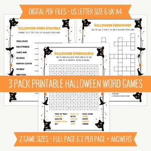 Halloween Printable 3 Game Bundle for Adults Teens Kids, Halloween ...