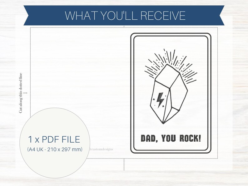 Printable Father's Day Card 5 X 7", Digital Card Template for Dad ...