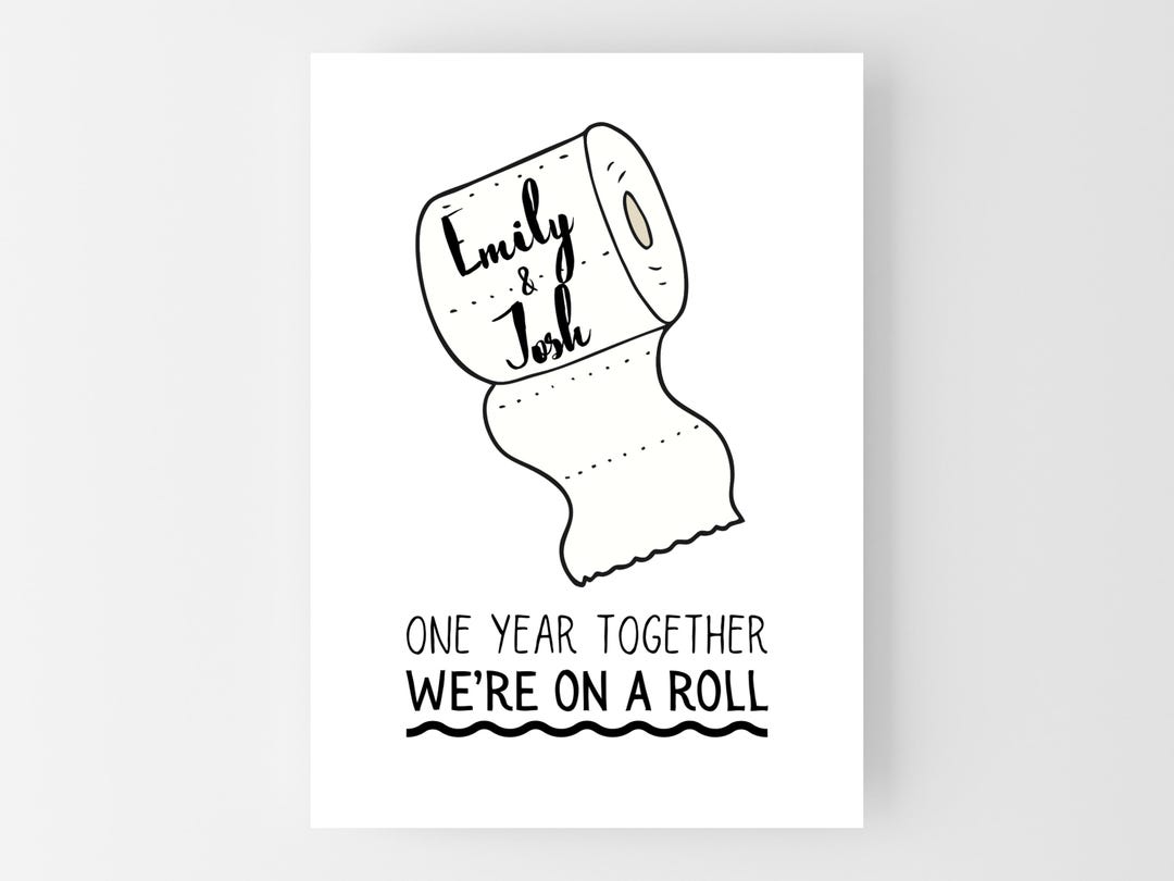 Funny 1st Anniversary Card: Toilet Paper Pun - Custom Names - Etsy