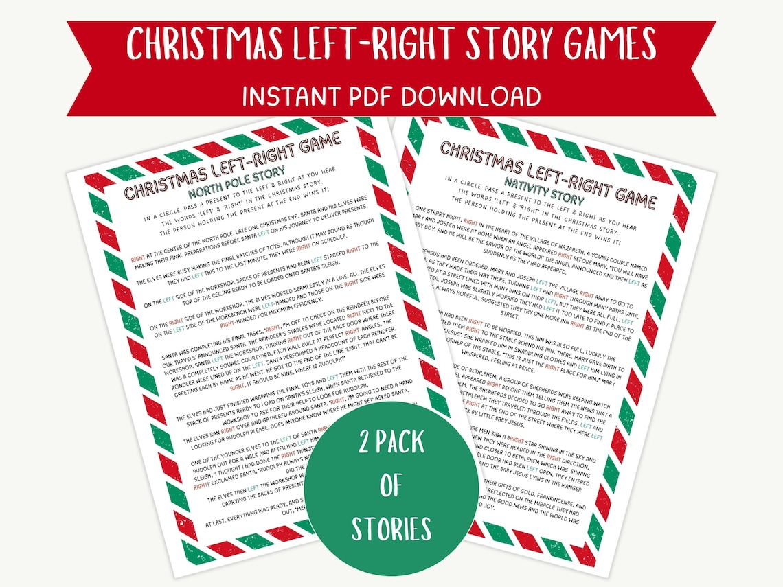 Left Right Christmas Game, Christmas Left Right Game, Left Right Poem ...