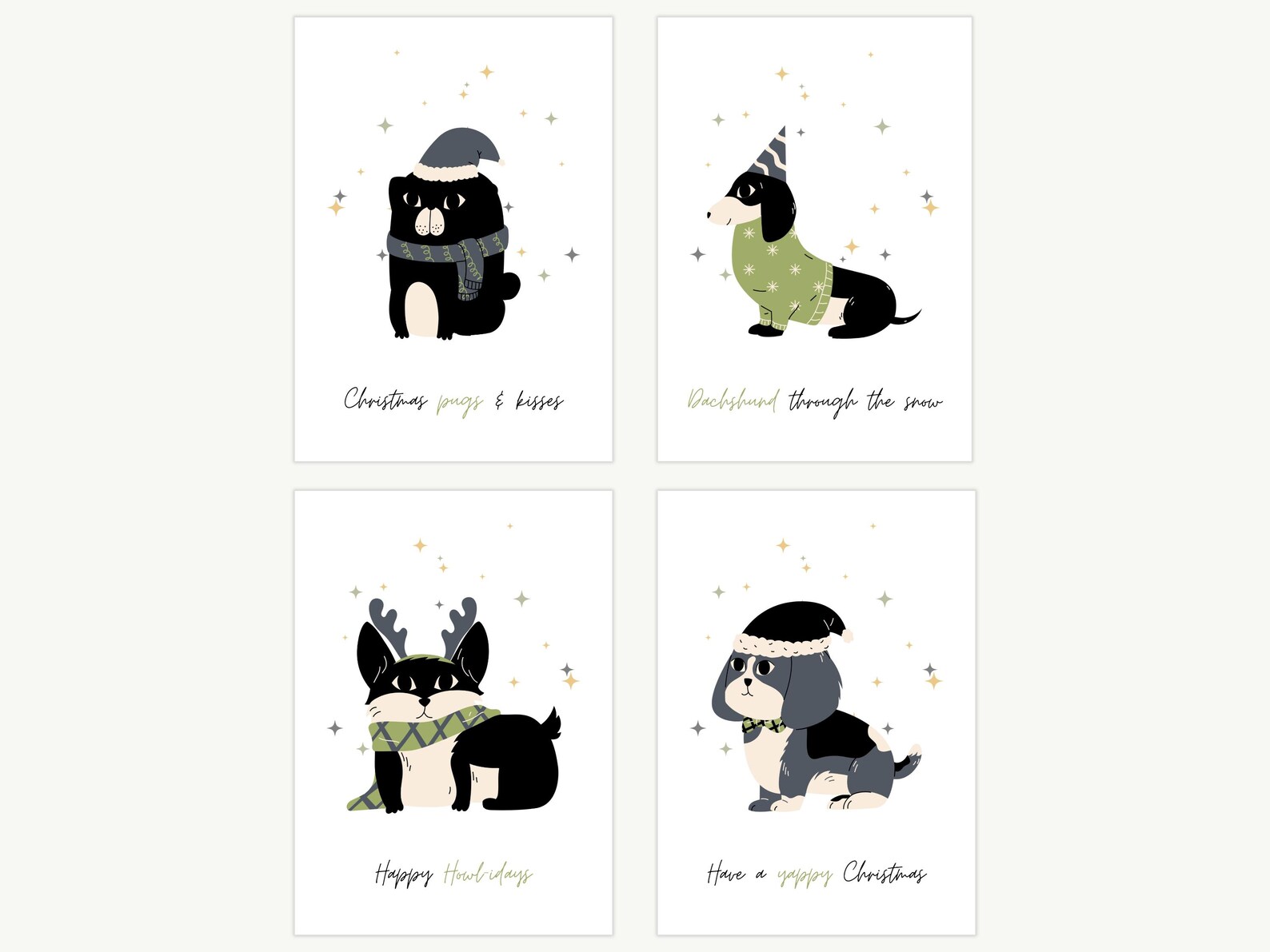 Christmas Card Multipack, Funny Animal Christmas Greeting Cards Pack of ...