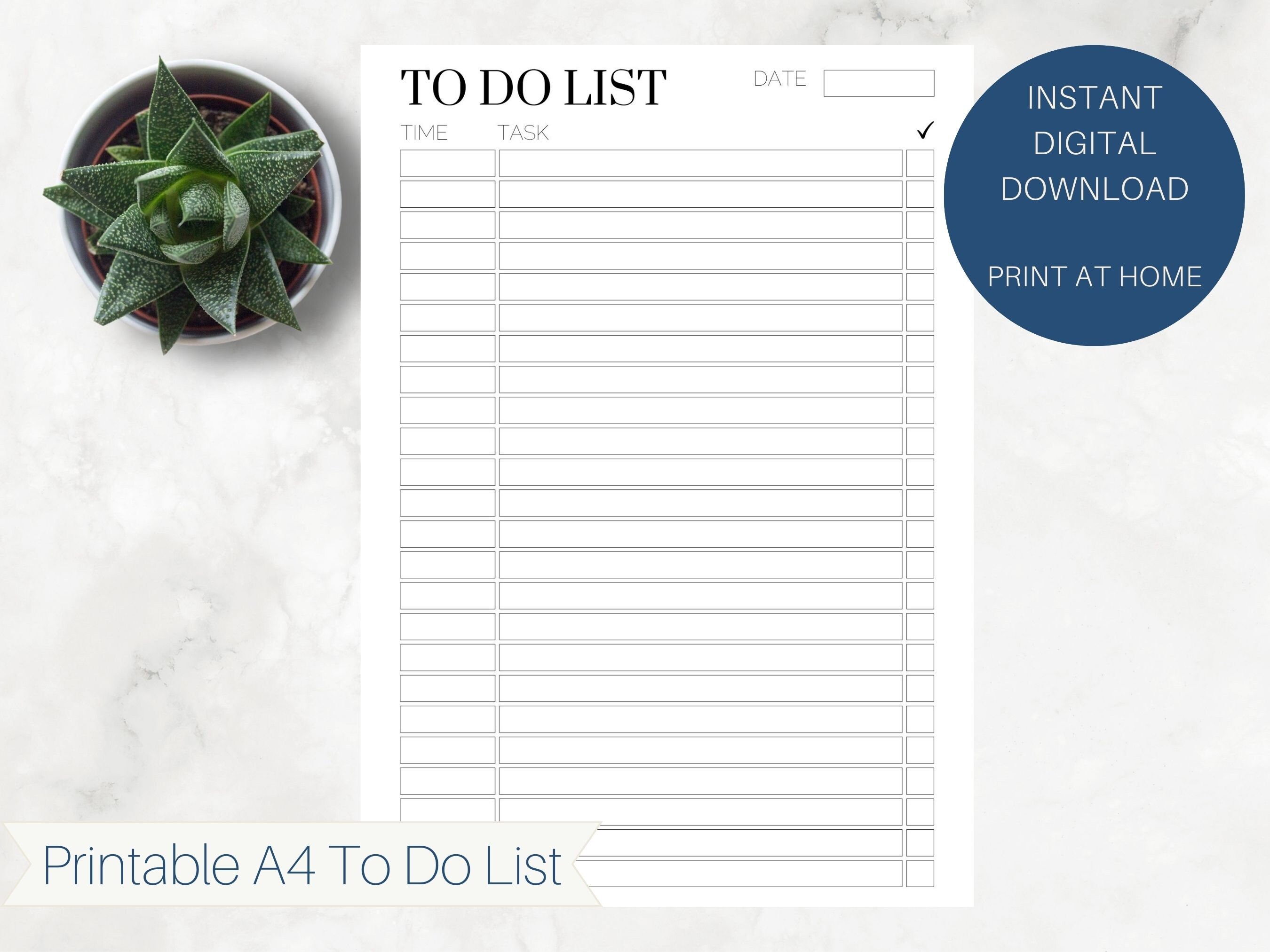 Printable Minimalist A4 to Do List, Digital to Do List Template ...