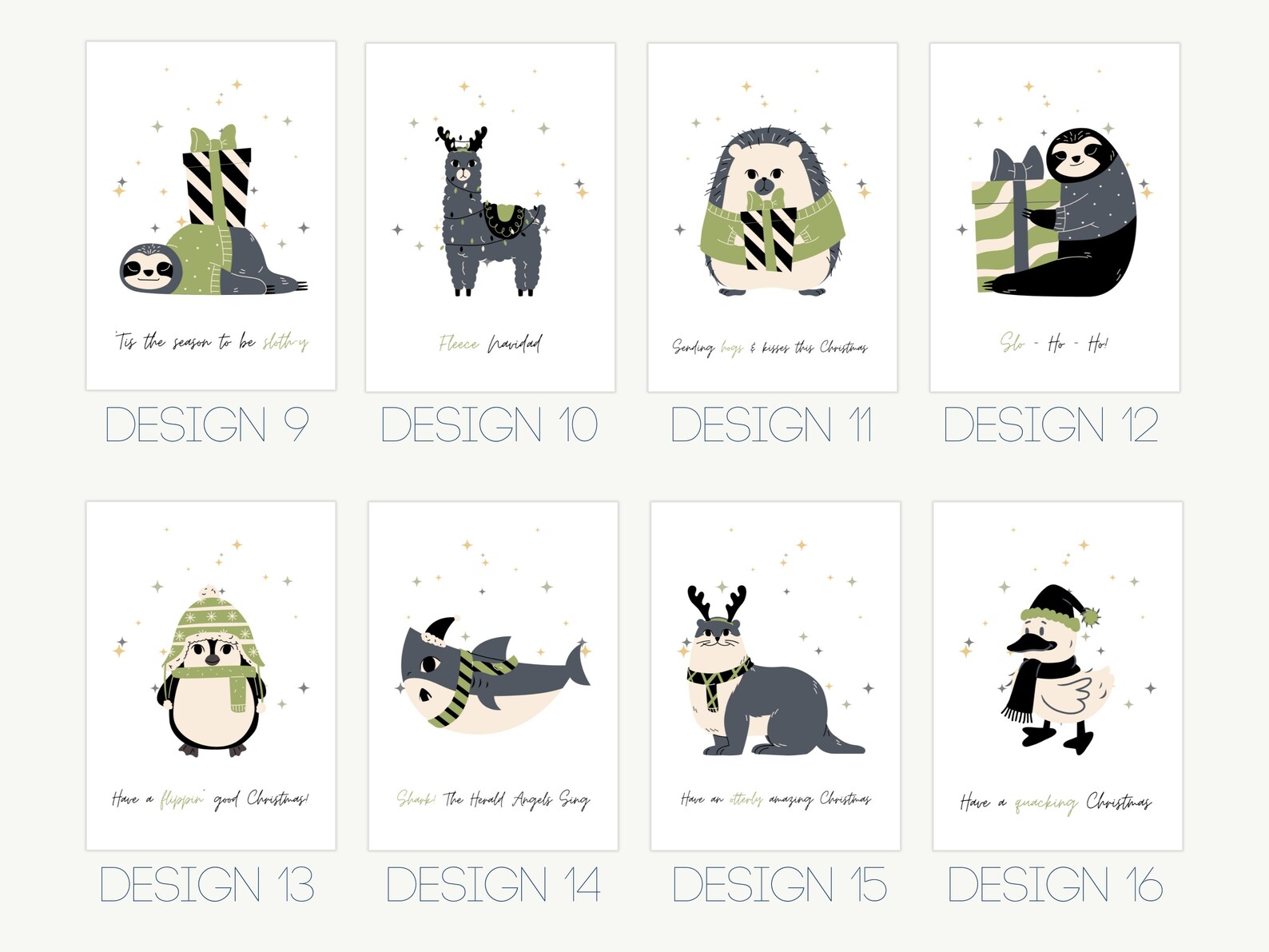 Christmas Card Multipack, Funny Animal Christmas Greeting Cards Pack of ...