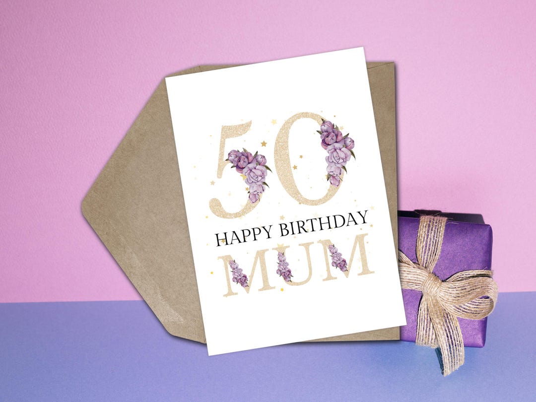 Mum Birthday Card 50th Mum 50th Birthday Card Mum Fifty Woman 50th ...