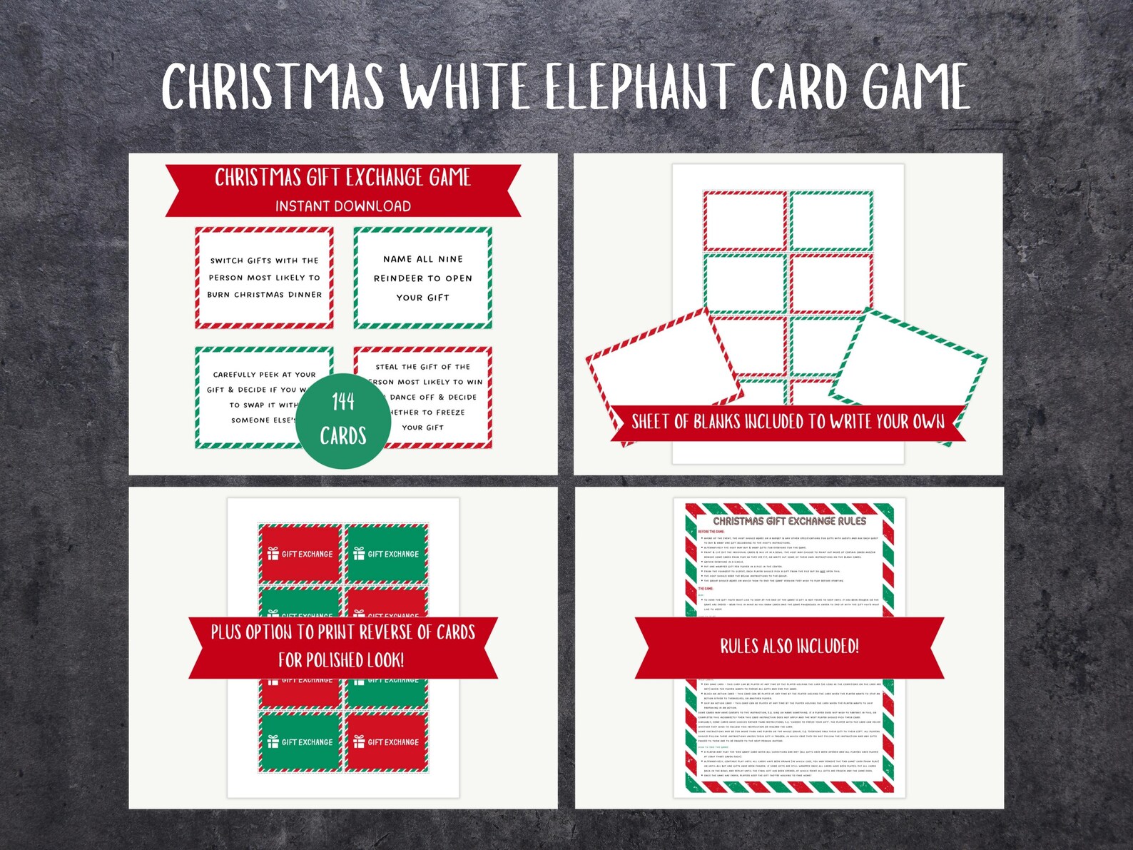 White Elephant Gift Exchange Left Right Games, Christmas Pass the ...