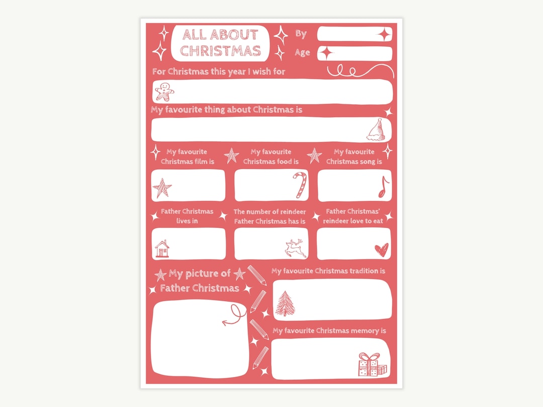 All About Me Christmas Activity Worksheet Kid Interview Fill in Blank ...