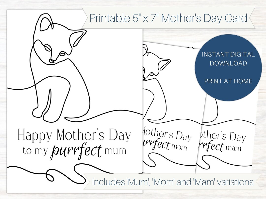 Printable Mother's Day Card 5 X 7", Digital Card Template for Mum, Mam ...