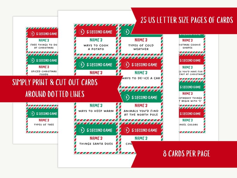 Christmas 5 Second Game Printable Christmas Party Game Adult Christmas ...