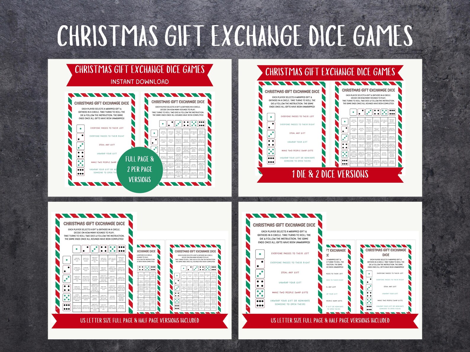 White Elephant Gift Exchange Left Right Games, Christmas Pass the ...