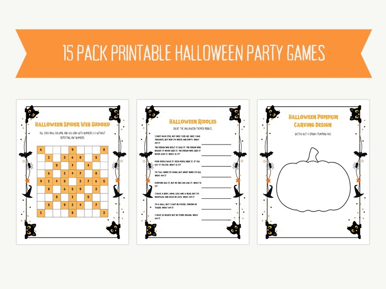 Halloween Games Bundle, 15 Printable Halloween Party Games Adult Teen ...